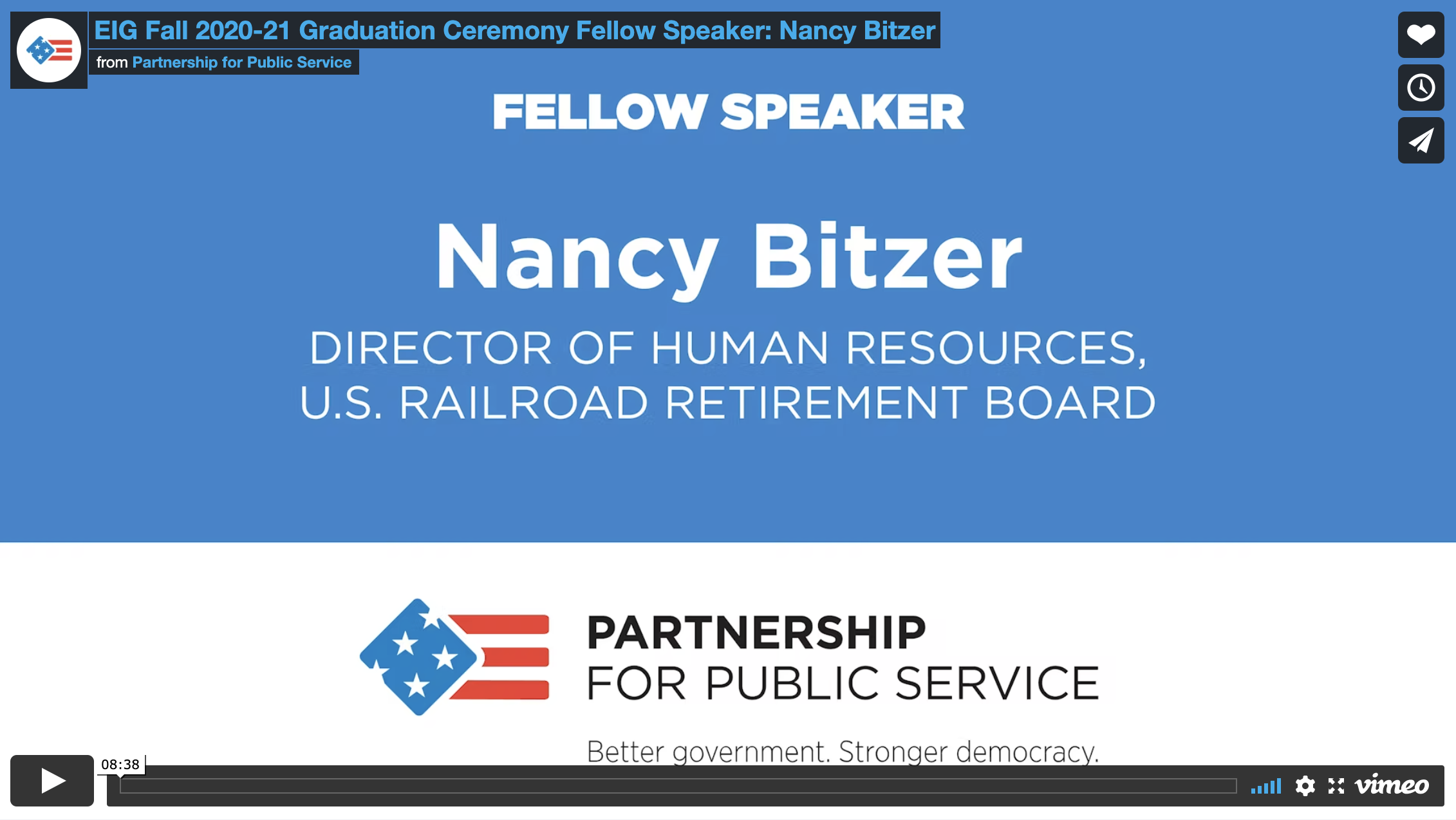 EIG Fall 2020-21 Graduation Ceremony Fellow Speaker: Nancy Bitzer ...